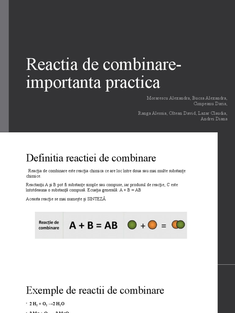 Reactia de Combinare-Importanta Practica | PDF