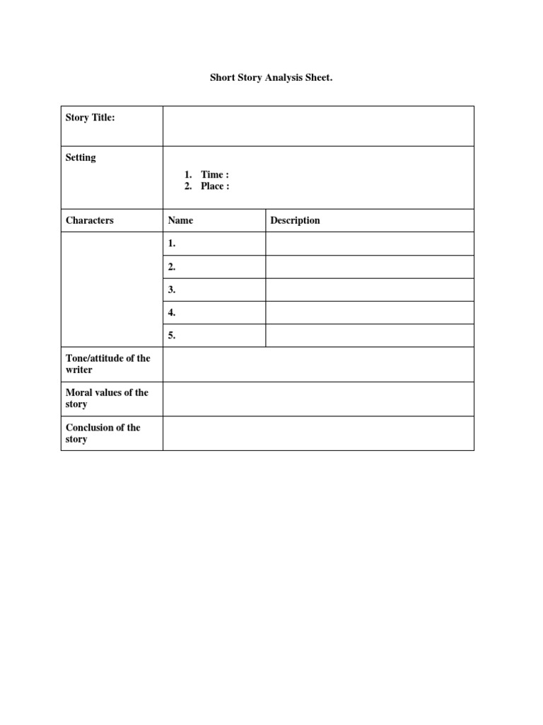 Short Story Analysis Template | PDF