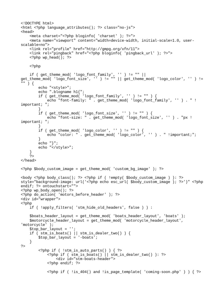 Contoh Header Wordpress Template | PDF