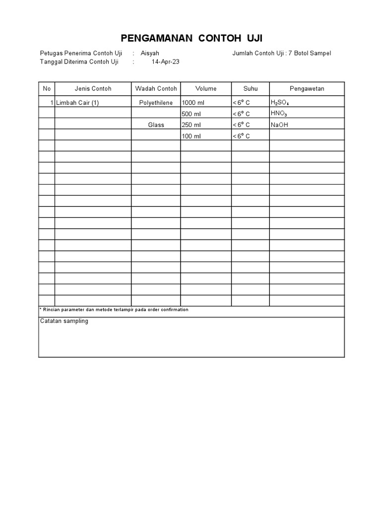 Pengamanan Contoh Uji PDF | PDF