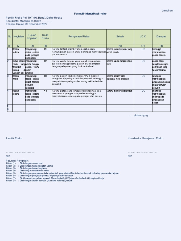 Poli THT (Hj. Bona) - Daftar Resikooo | PDF