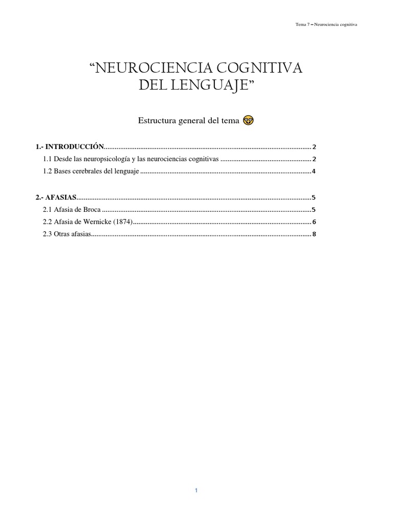 Neurociencia Cognitiva Del Lenguaje Pdf Pdf Afasia Cerebro