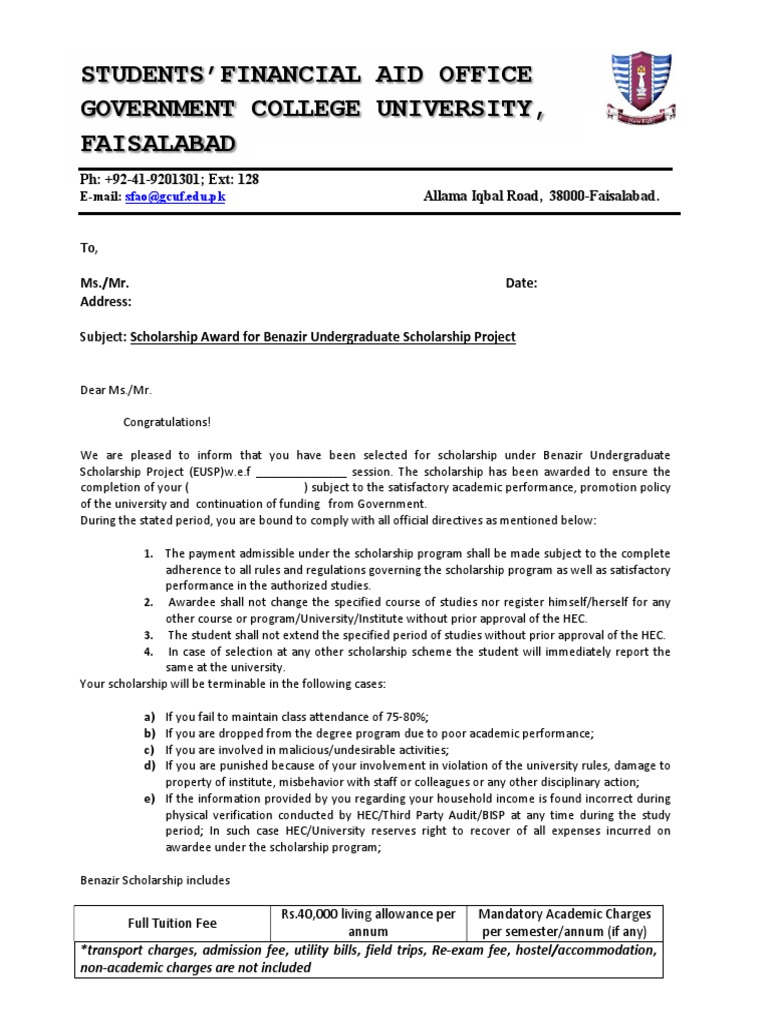 Award Letter | PDF