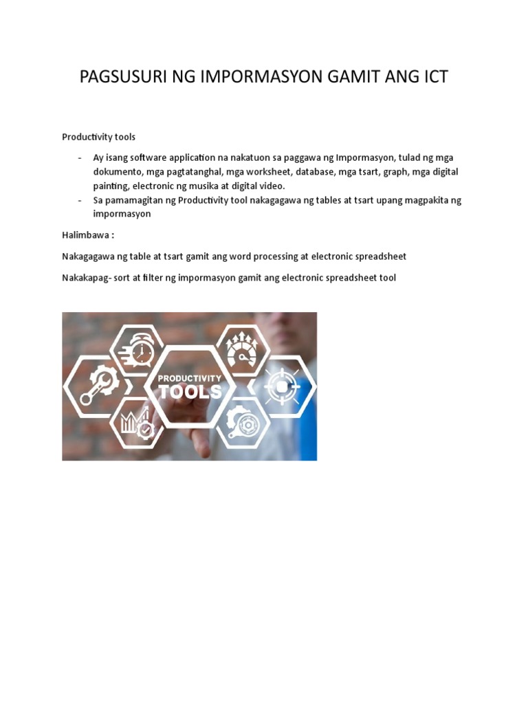 Pagsusuri NG Impormasyon Gamit Ang Ict | PDF