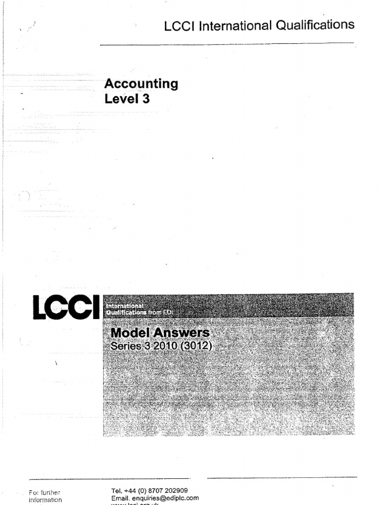 LCCI Accounting Level 3 Model Answers Series 3 2010 (3012) | PDF