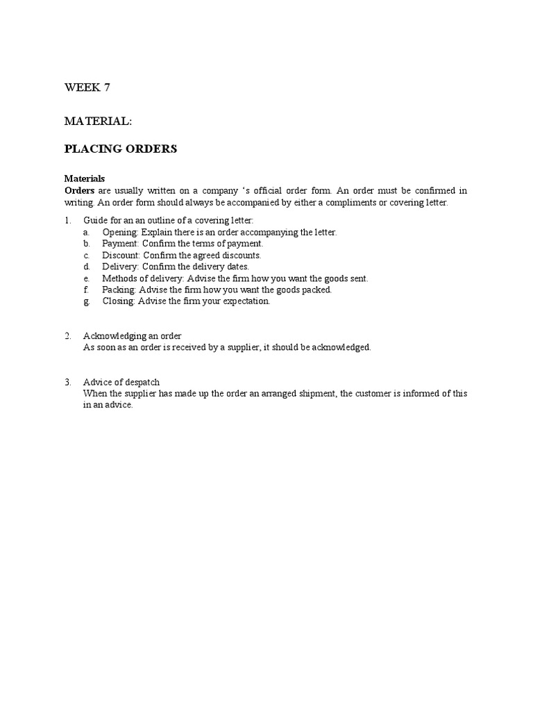 Materi MGG 7 - Placing Orders | PDF