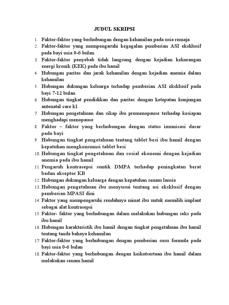 Judul Skripsi S1 Kebidanan Pdf
