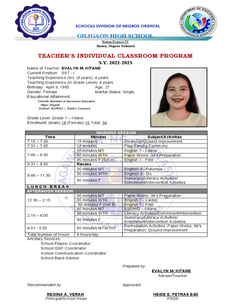 TICP & Class Program Sample | PDF | Teachers | Cognition TICP & Class Program Sample | PDF | Teachers | Cognition