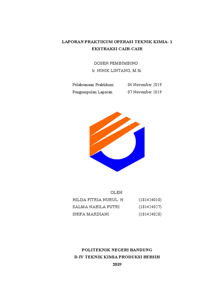 Laporan Praktikum Ekstraksi Cair - Cair Kel.1 | PDF Laporan Praktikum Ekstraksi Cair - Cair Kel.1 | PDF