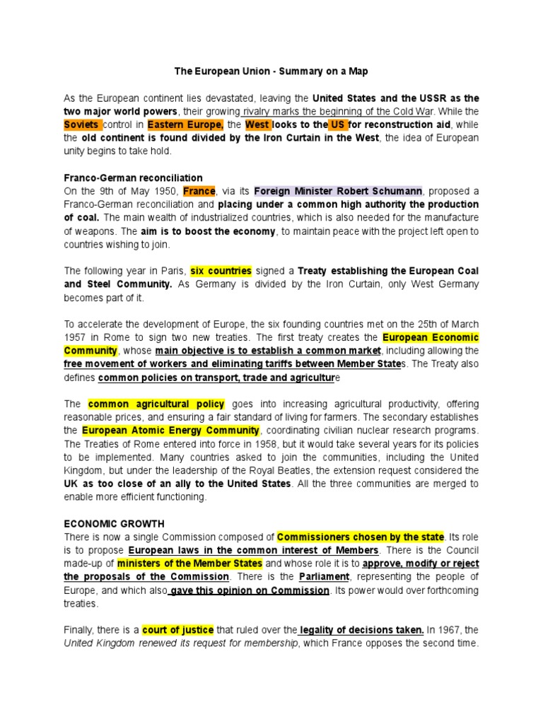 The European Union Summary On A Map | PDF | European Union | Brexit