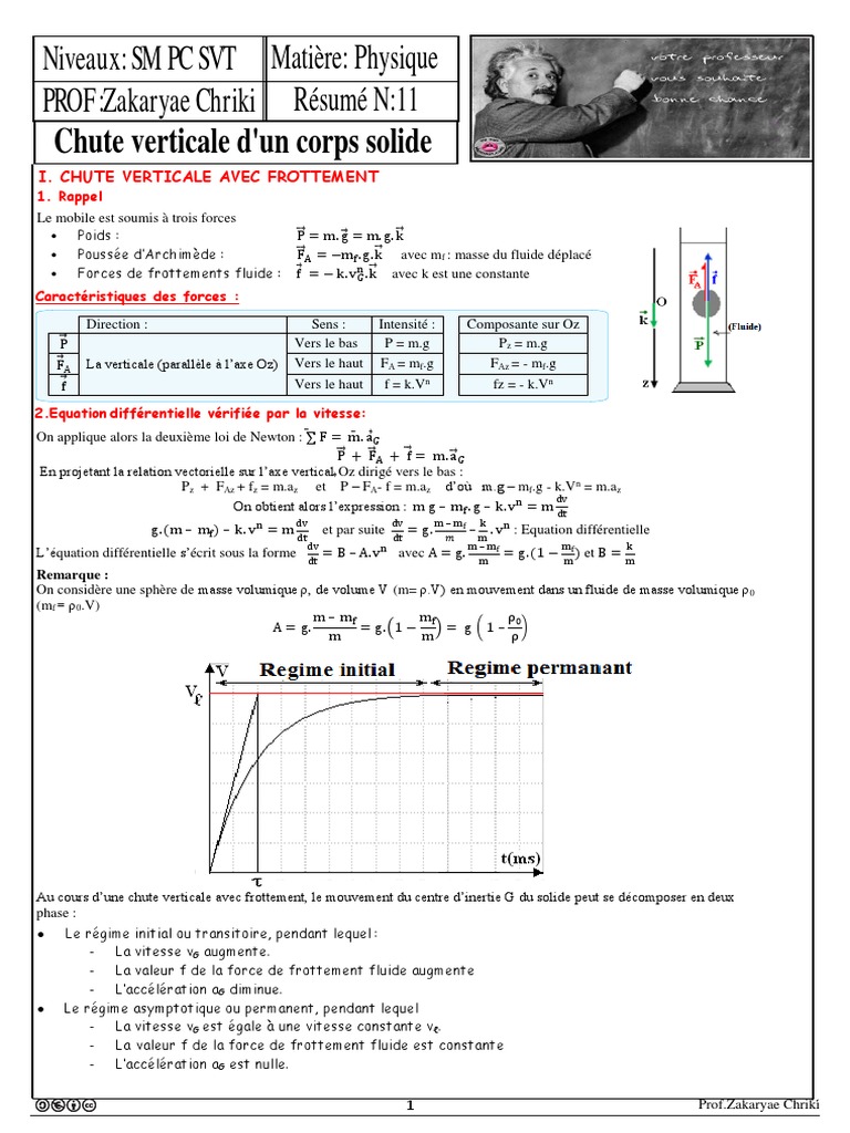 1la Chute Libre Verticale D Un Solide Cours 1 2 PDF | PDF