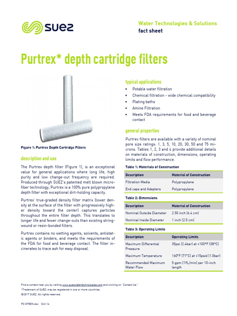 SUEZ PurtreX | PDF | Filtration | Building Engineering