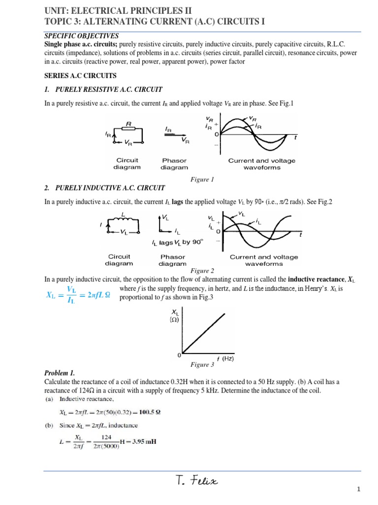 Topic 3 Alternating Current Circuits I PDF | PDF | Electrical Impedance | Series And Parallel ...