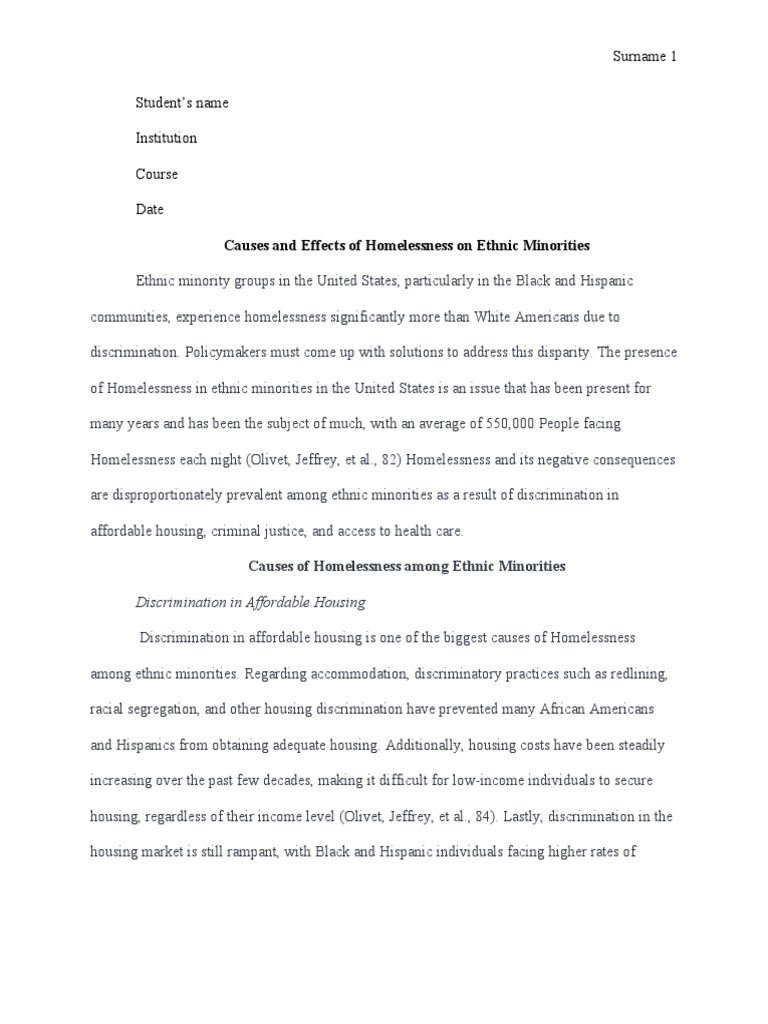 Homelessness Effects on Ethnic Minorities | PDF | Homelessness | Health ...