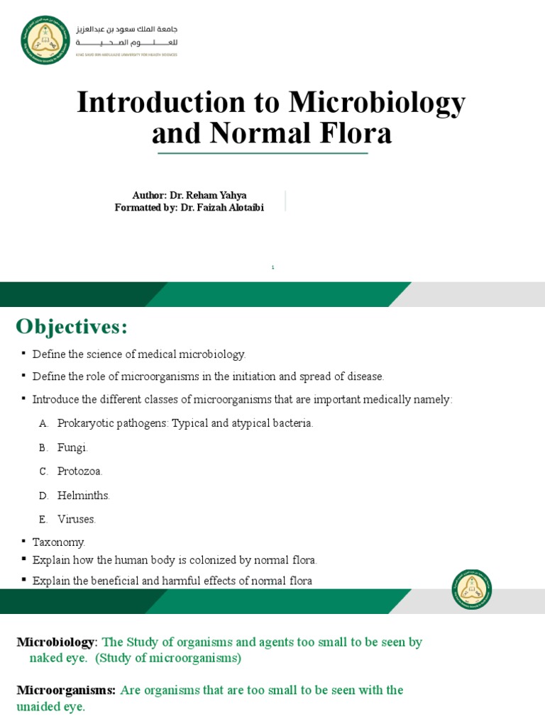 Lecture 1 - Introduction To Microbiology and Normal Flora | PDF