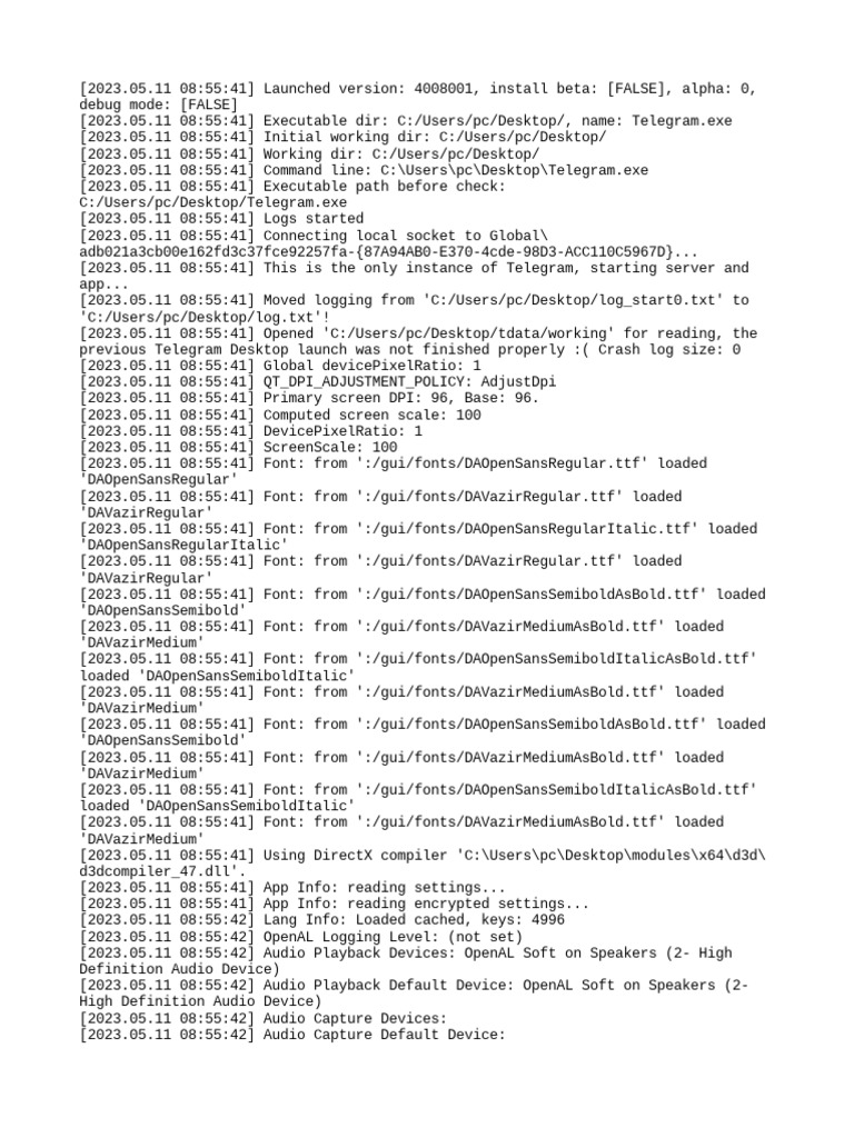 Telegram Launch Log | PDF | Desktop Computer | Personal Computers