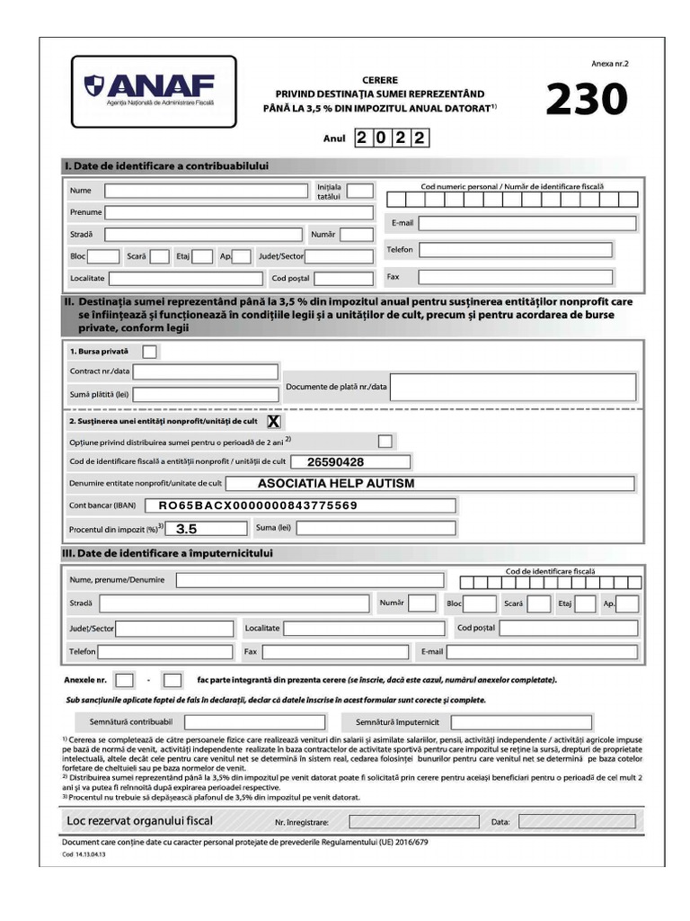 Formular 230 2022 | PDF