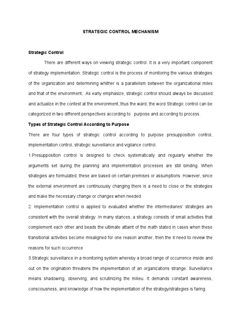 Strategic Control Mechanism | PDF | Revenue | Investing