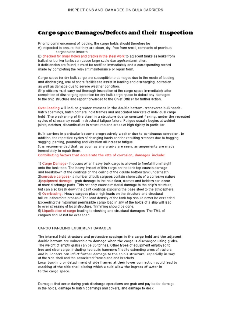 Cargo Space Inspection and Damage Prevention | PDF | Fatigue (Material ...