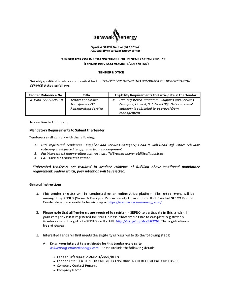Tender Notice Template Ver20230215 - Online Transformer Oil ...