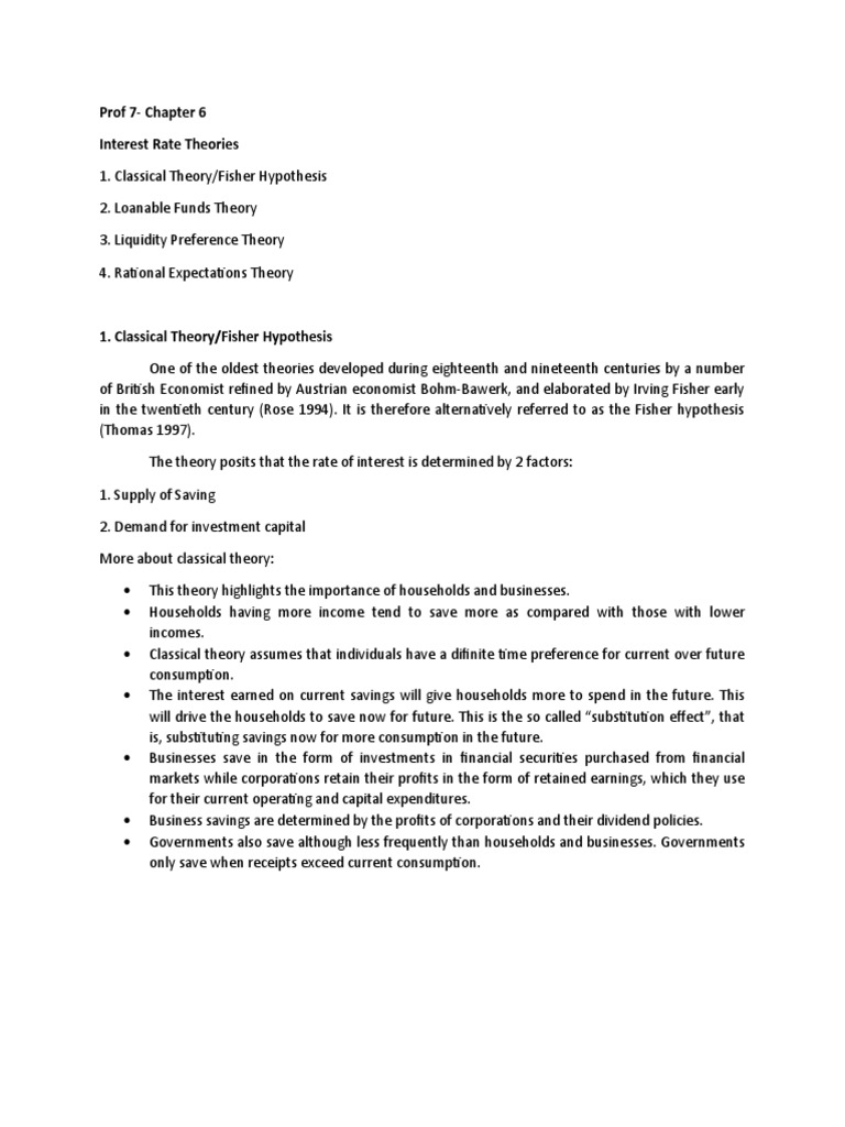 Interest Rate Theories Explained | PDF | Interest | Consumption (Economics)