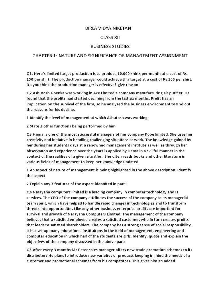 Business Studies Class 12th ch-1 | PDF | Business Economics | Economies