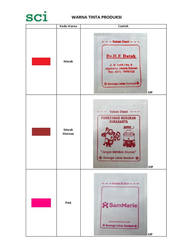 Kode Warna dan Contoh Tinta Cat | PDF