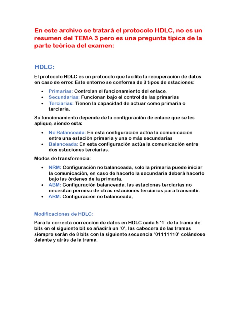 Resumen HDLC | PDF