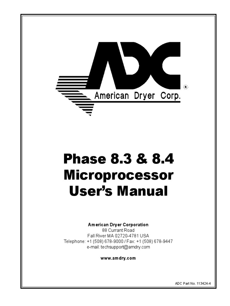 ADC Phase 8.3 & 8.4 Programming Manual (T Range) | PDF | Clothes Dryer ...