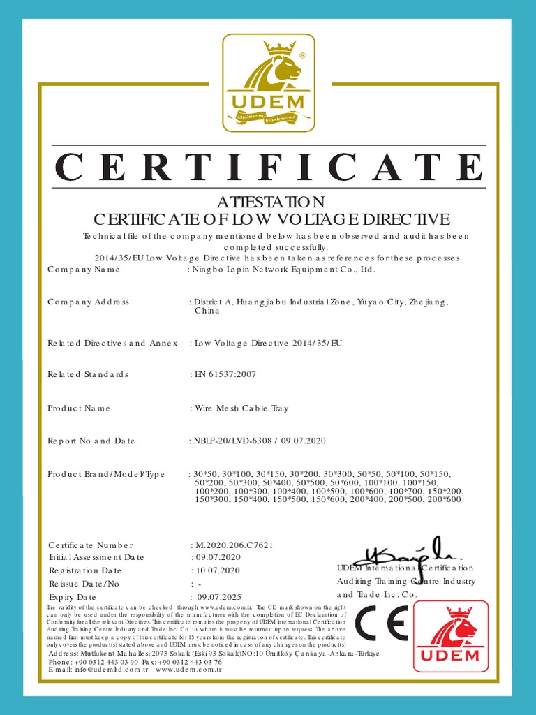 CE Wire Mesh Cable Trays 2020 | PDF