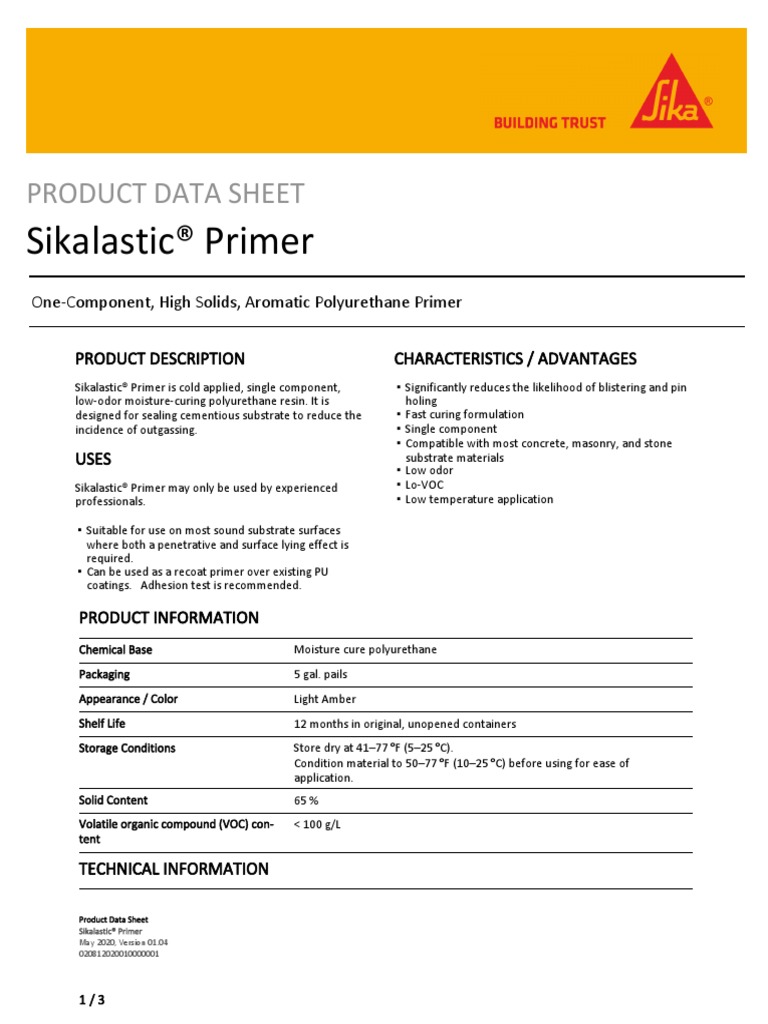 Sikalastic Primer PDF | Download Free PDF | Concrete | Polyurethane