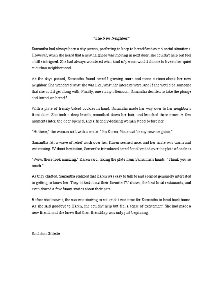 New Friend Next Door: Samantha's Story | PDF