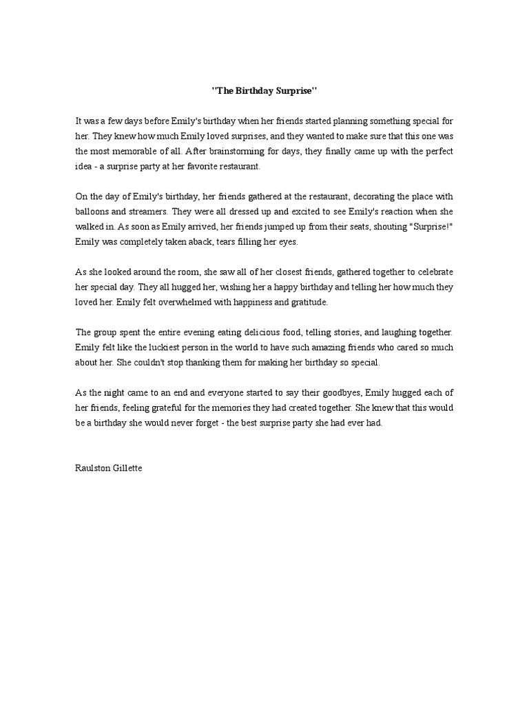 The Birthday Surprise Pdf Pdf