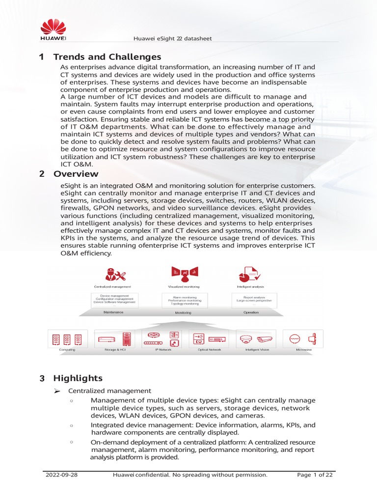 HUAWEI eSight 22.0 datasheet | PDF