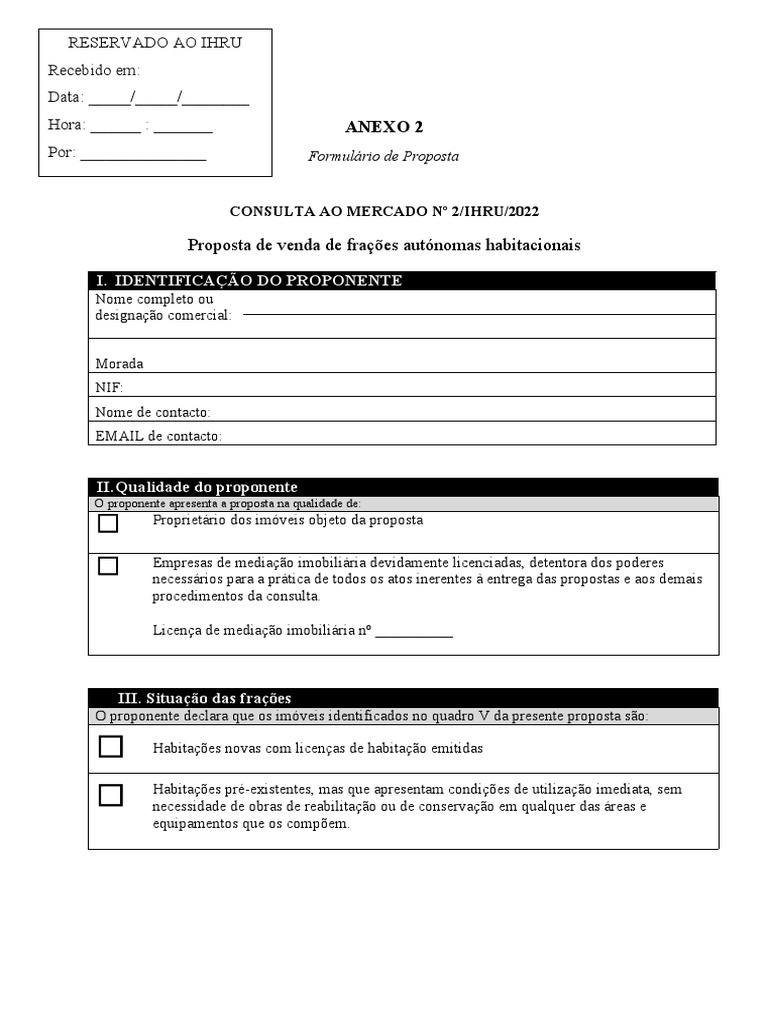 2 Consulta Ao Mercado - Anúncio - V Anexo 2 Formulário de Proposta | PDF