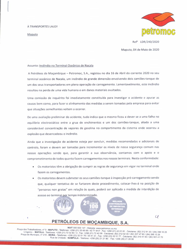Novas Medidas de Controle - Petromoc Moçambique | PDF