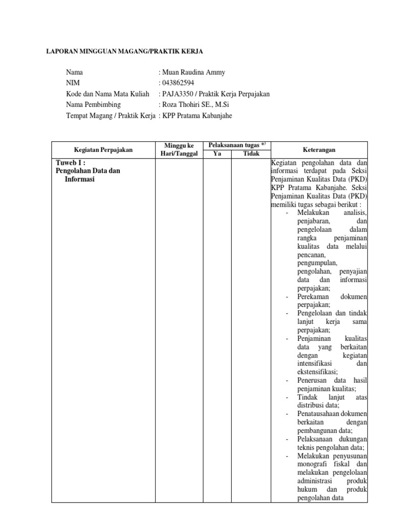 Laporan Magang Tuweb I - Muan Raudina Ammy | PDF
