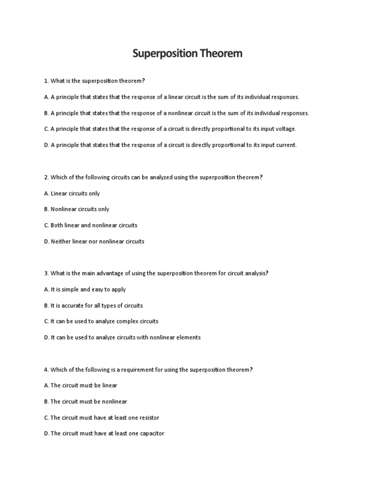 Superposition Theorem | PDF | Electrical Network | Network Analysis ...