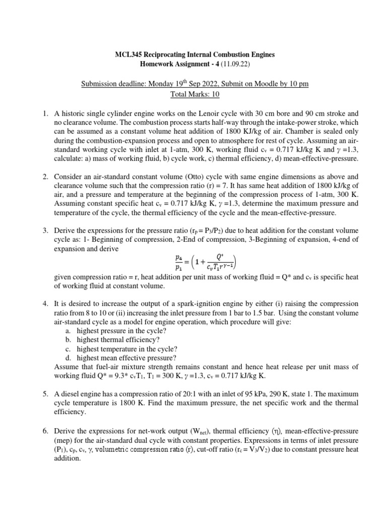 Assignment 4 | Download Free PDF | Internal Combustion Engine | Applied And Interdisciplinary ...