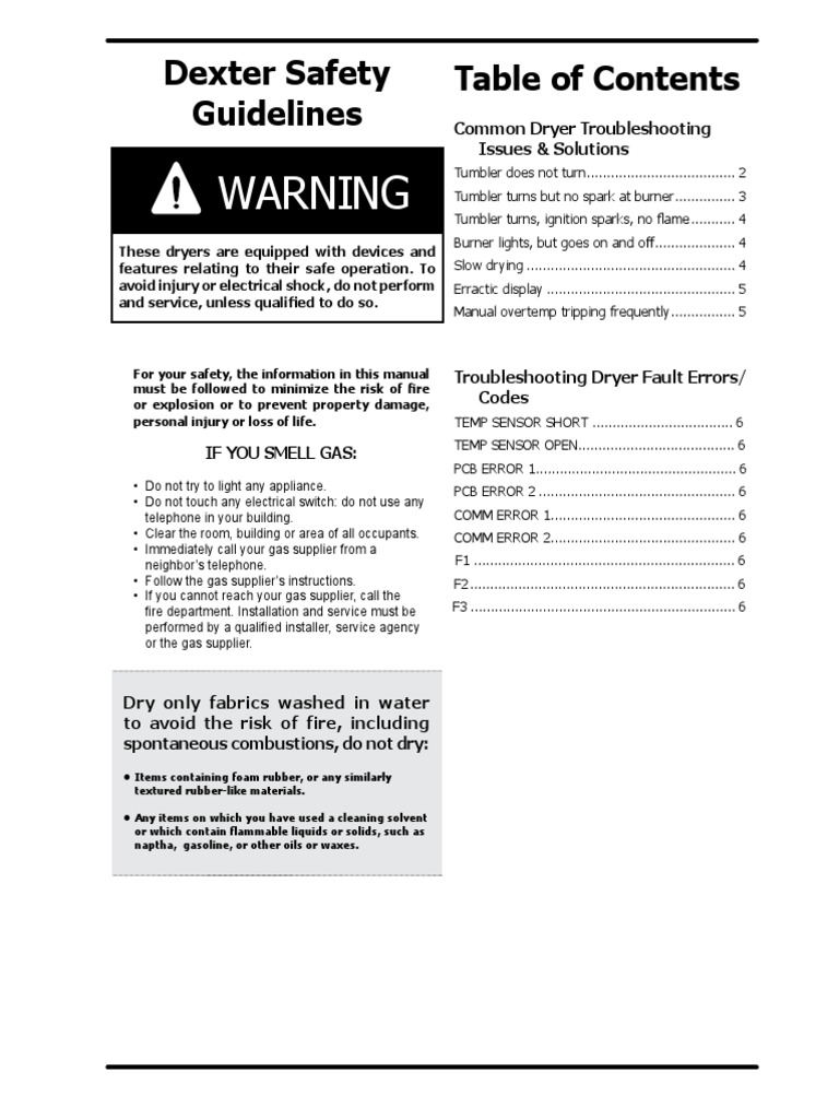 Dryer Error Codes and Troubleshooting Guide | PDF