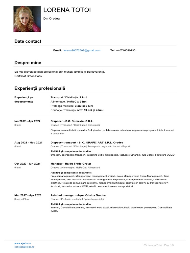 CV Lorena Totoi Ro | PDF