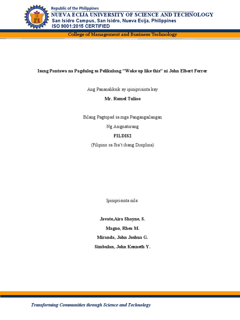 Pantawang Pananaw Woke Up Like This | PDF