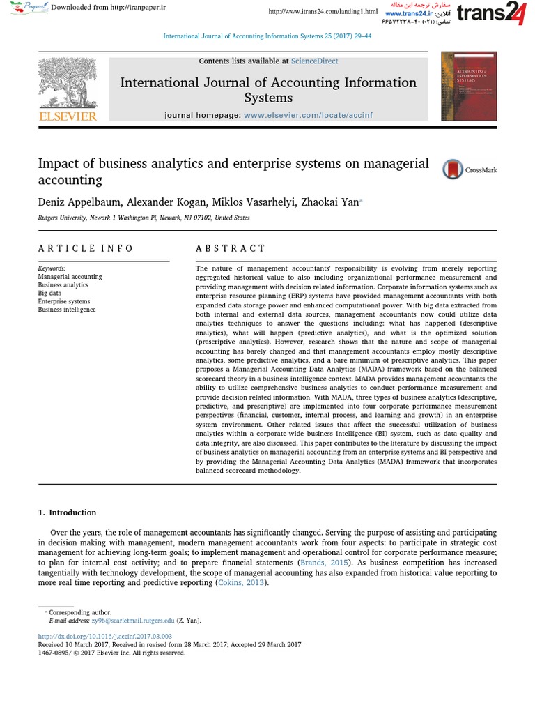 Impact of Business Analytics and Enterprise Systems On Managerial | PDF ...