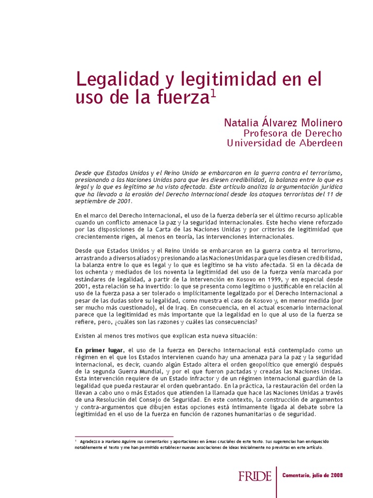 Legalidad y legitimidad en el uso de la fuerza | PDF | Estado (política ...