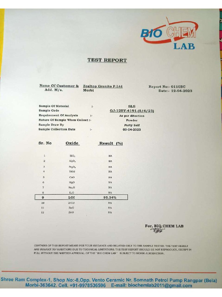 01 - Bio Chem Lab - SLS | PDF