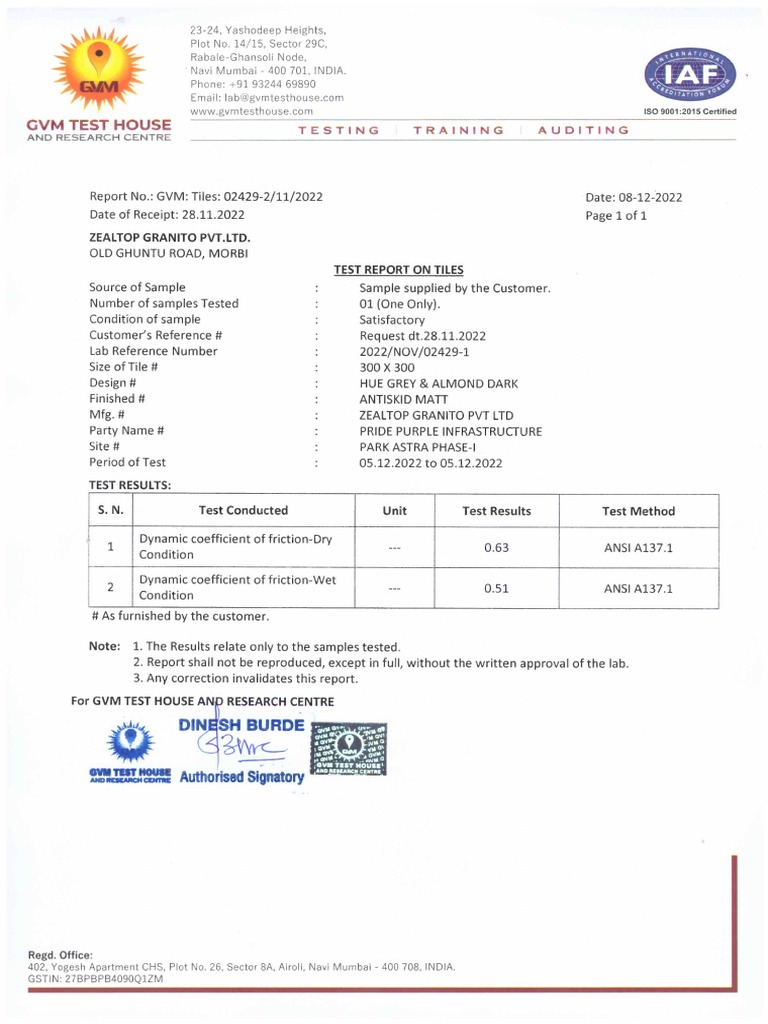 06 - GVM Test Report - 300x300 MM | PDF