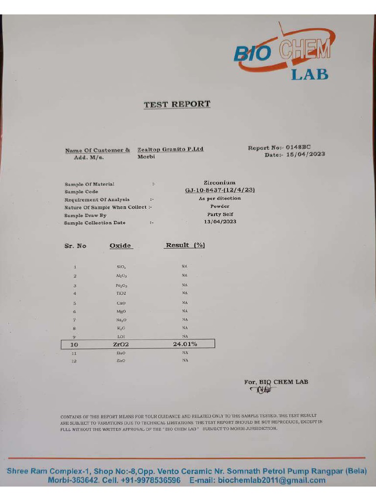 02 - Bio Chem Lab - Zirconium | PDF