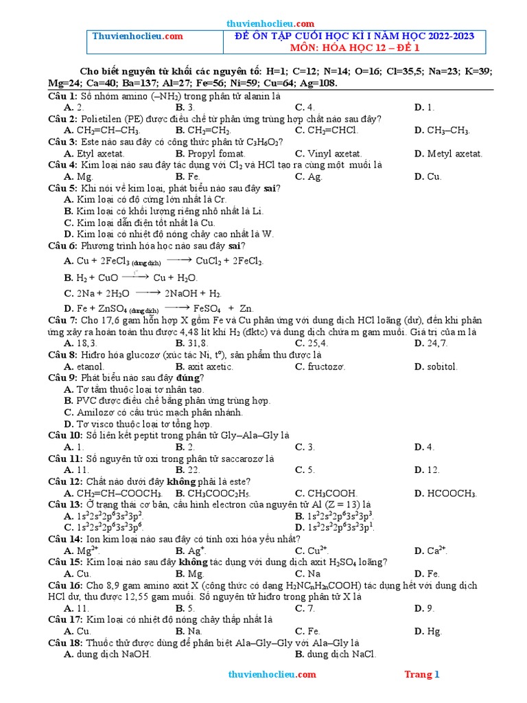 thuvienhoclieu.com-Bo-de-on-thi-HK1-HOA-12-nam-2022-2023 | PDF