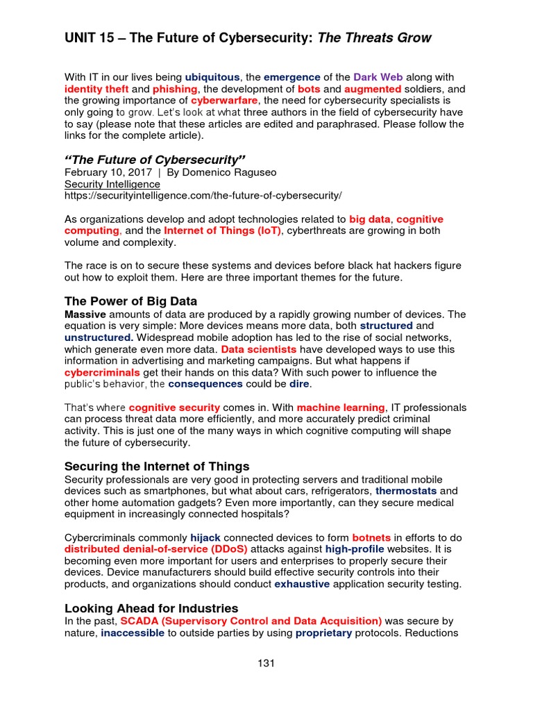 Unit15 - Future of Cybersecurity With Exercises Questions | PDF ...