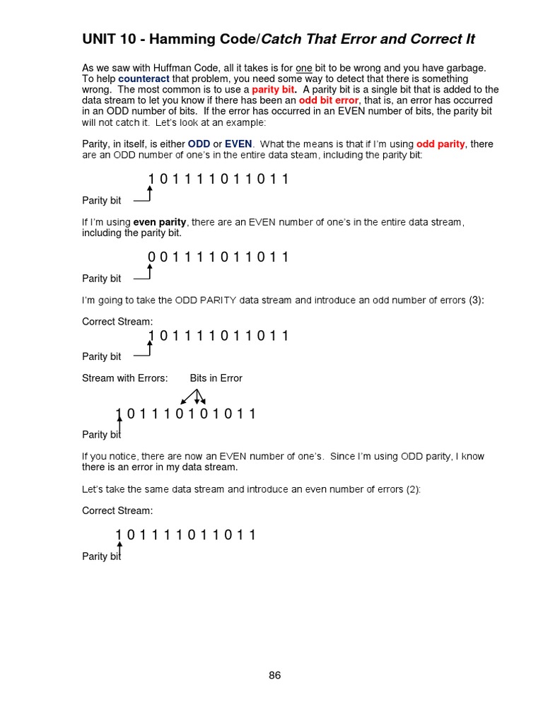 Unit10 - Hamming Code With Exercises Conditionals | PDF | Computer Data | Arithmetic